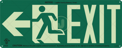 Aluminum UL Listed EXIT Sign with ISO Symbol and Arrow Left | Jalite USA