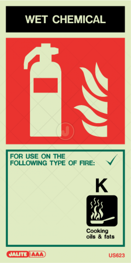 Jalite AAA Photoluminescent Self Adhesive Sign: Wet Chemical Fire ...